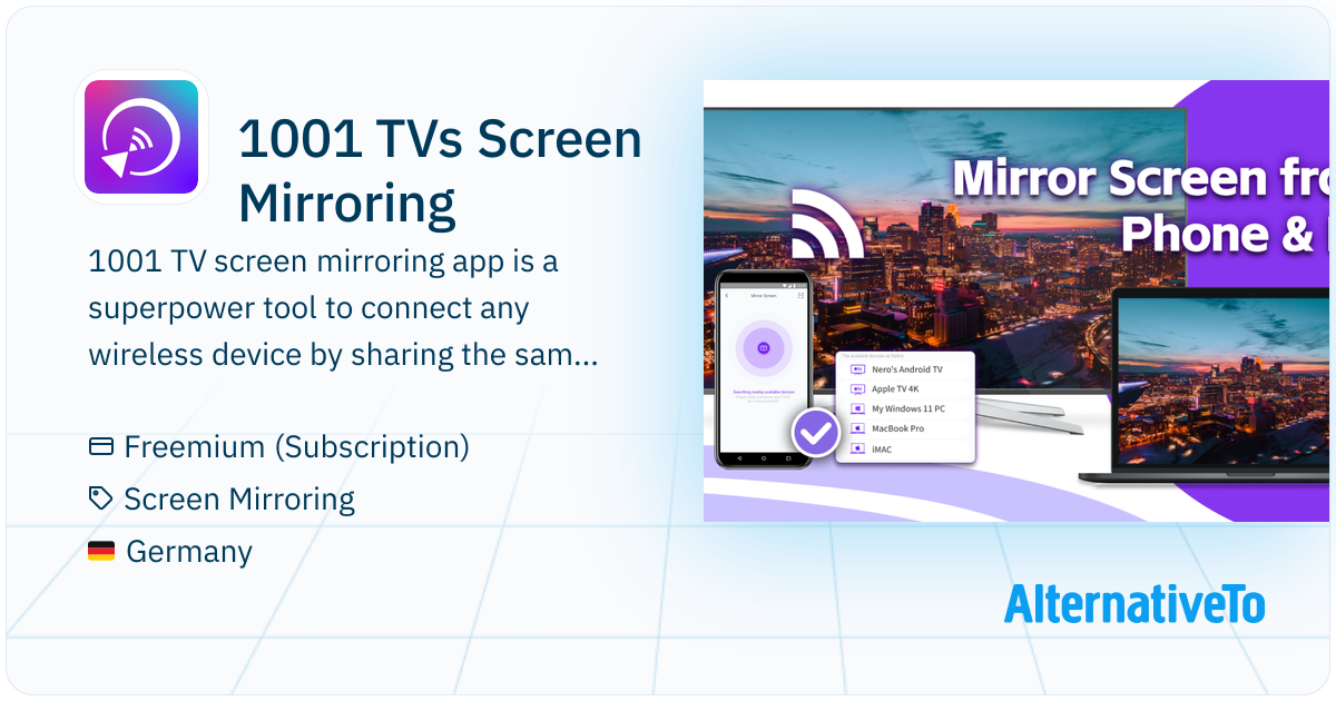 1001 TVs Screen Mirroring : Screen mirroring and file transfer. Cast ...