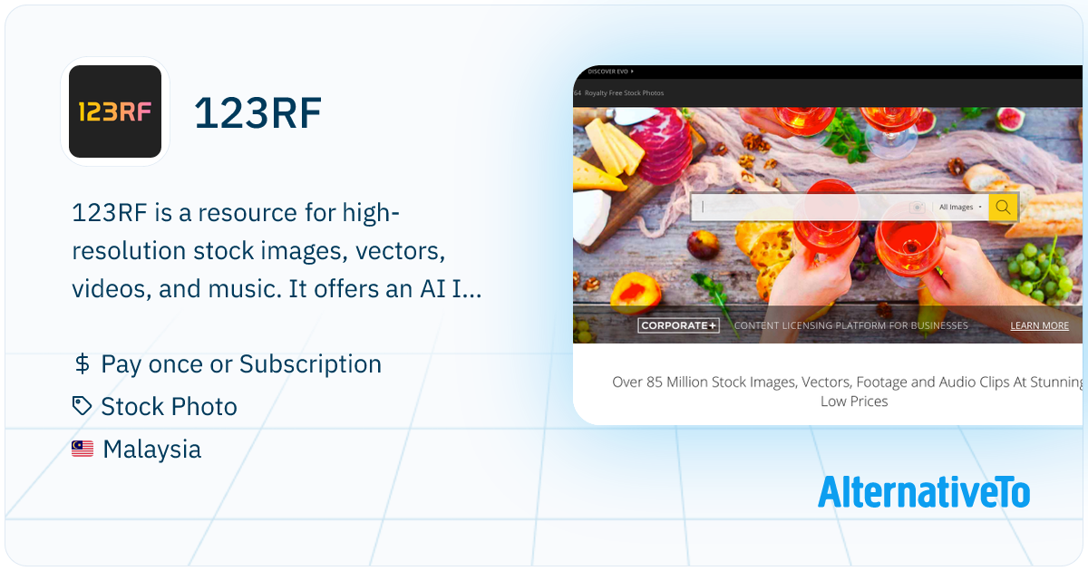 123RF: 100M stock images, video, audio files with AI tools | AlternativeTo