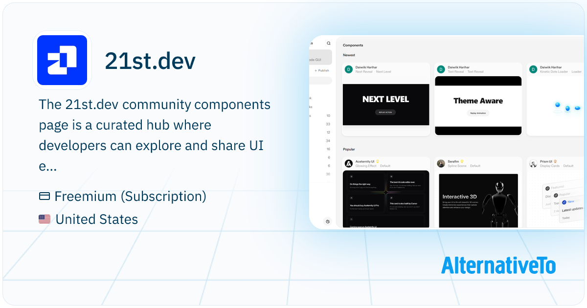 21st.dev: Platform showcasing a wide variety of community-made UI ...