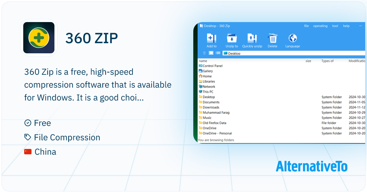 360 ZIP: Free, security, high-speed compression software | AlternativeTo