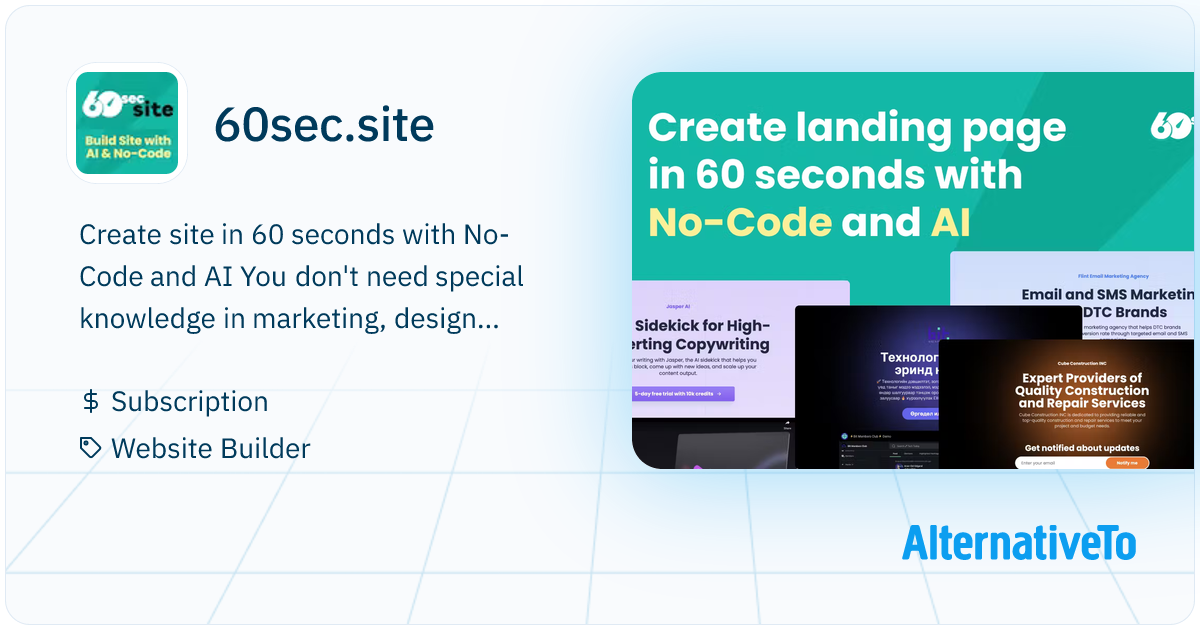60sec.site: No-code website builder that allows you to create a landing ...