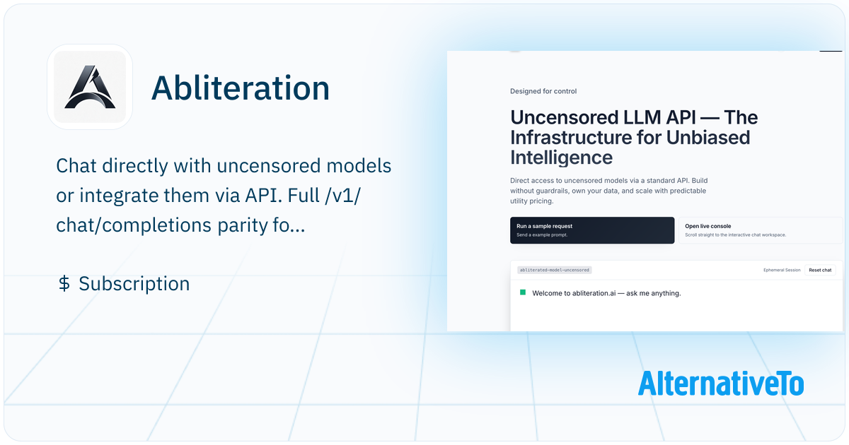 Abliteration: AI less filtered and uncensored API Examples | AlternativeTo