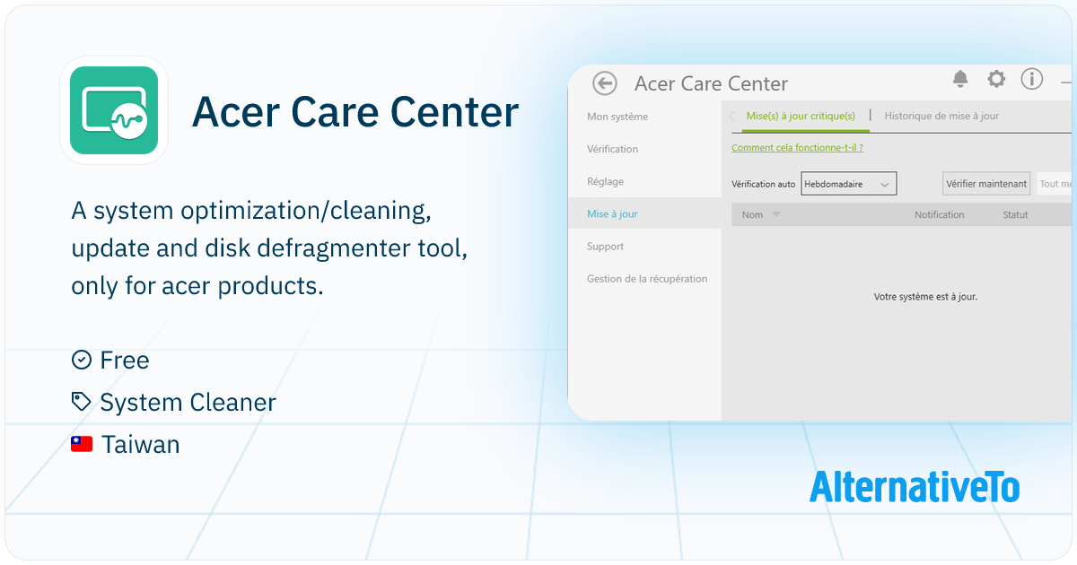 Acer Care Center: System optimization/cleaning tool pre-installed in ...