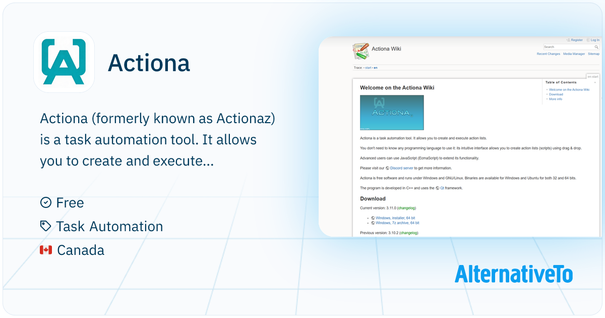 Actiona: Task automation tool. It allows you to create and execute ...