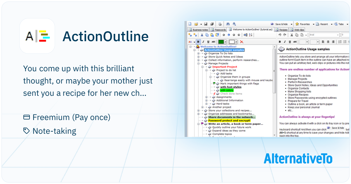 ActionOutline: Build outlined freeform storage for your thoughts, ideas ...