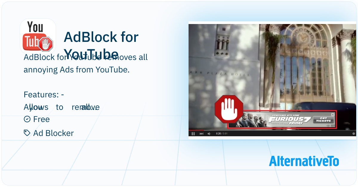 AdBlock for YouTube: Removes all annoying Ads from | AlternativeTo