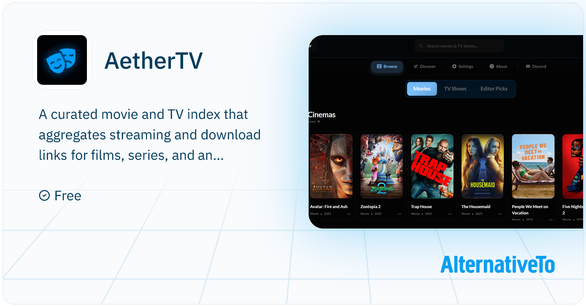 AetherTV: A curated movie and TV index that aggregates streaming and ...