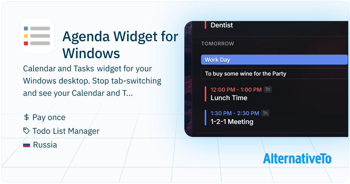 Agenda Widget for Windows: Minimalist Windows calendar widget for ...