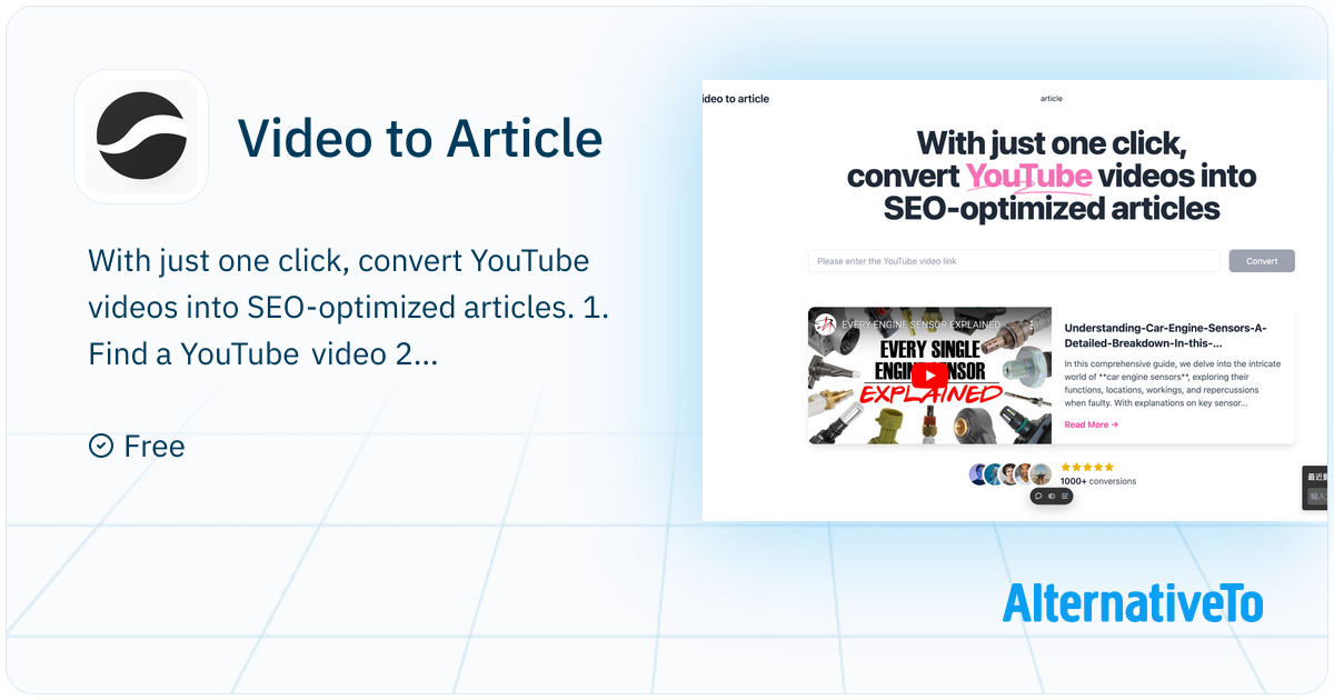 Video to Article: With just one click, convert YouTube videos into SEO ...
