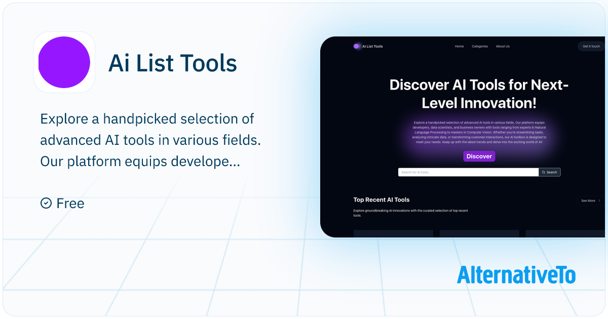 Ai List Tools: A website with list of online AI tools on various ...