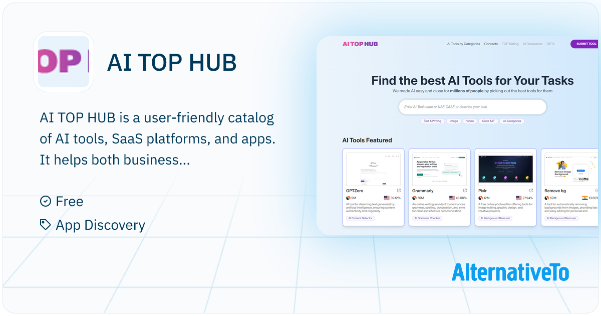 AI TOP HUB: Catalog of AI Tools, SaaS and Apps | AlternativeTo