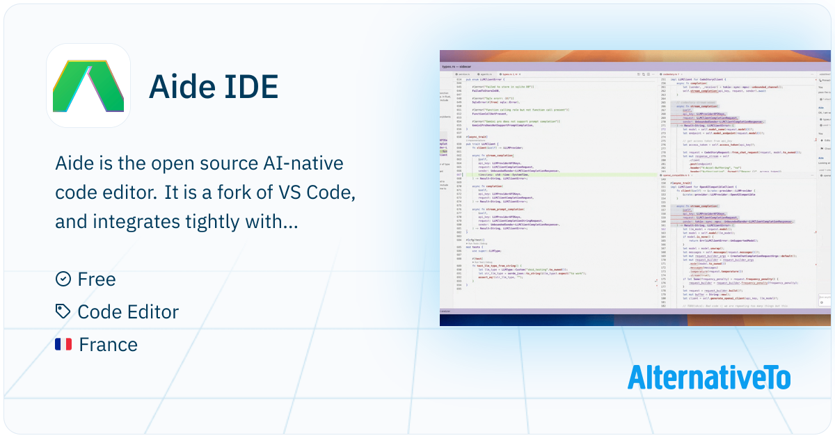 Aide IDE: AI-native code editor with chat and AI tools | AlternativeTo