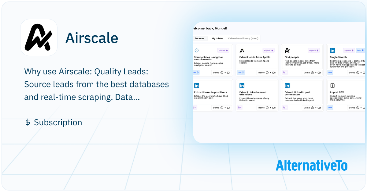 Airscale: Build enriched lead lists in seconds | AlternativeTo