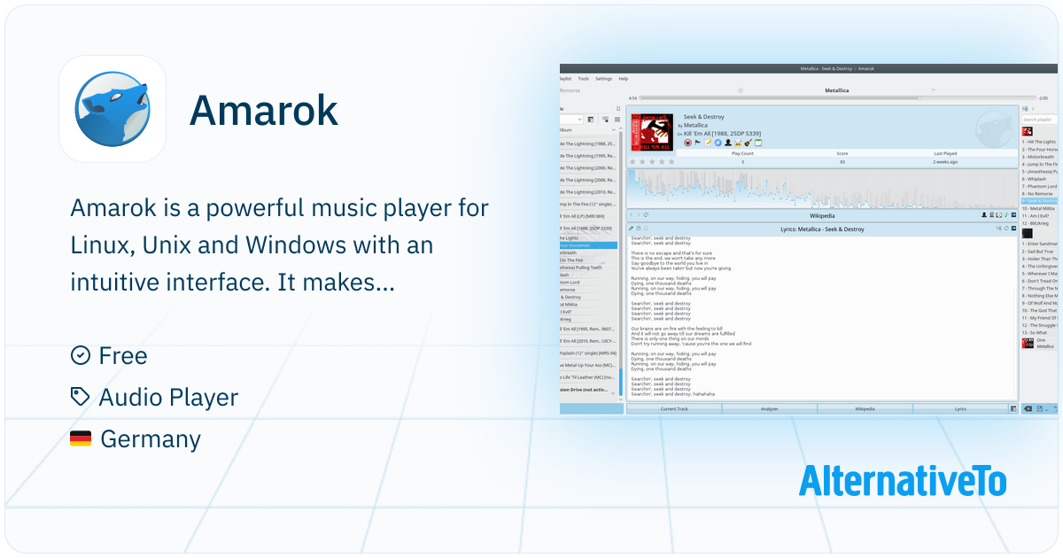 Amarok: Music player with dynamic playlists, file tracking ...