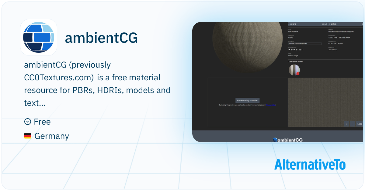 ambientCG: High quality PBRs and HDRIs available for free under Public ...