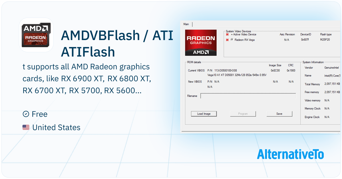 AMDVBFlash / ATI ATIFlash: AMD AMDVBFlash is used to flash the graphics ...