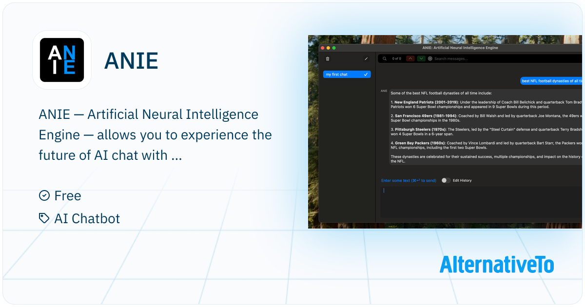 ANIE: SwiftUI macOS AI chat client: native, private, smart | AlternativeTo