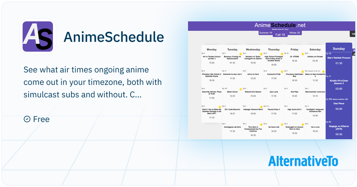 AnimeSchedule: Air times for ongoing anime shows in your timezone, both ...