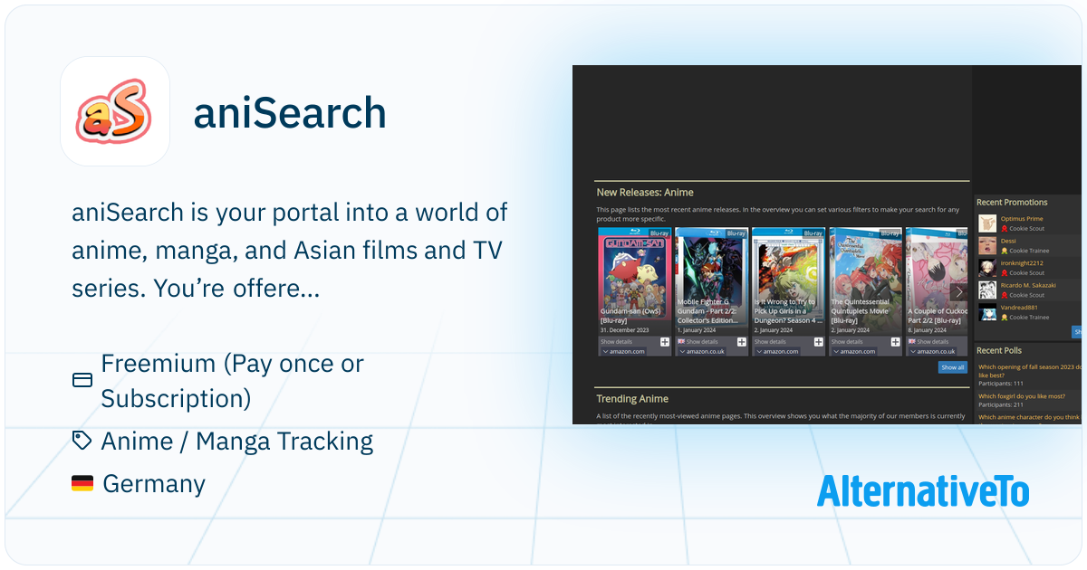 aniSearch: Anime and Manga Database, that allows the user to track and ...