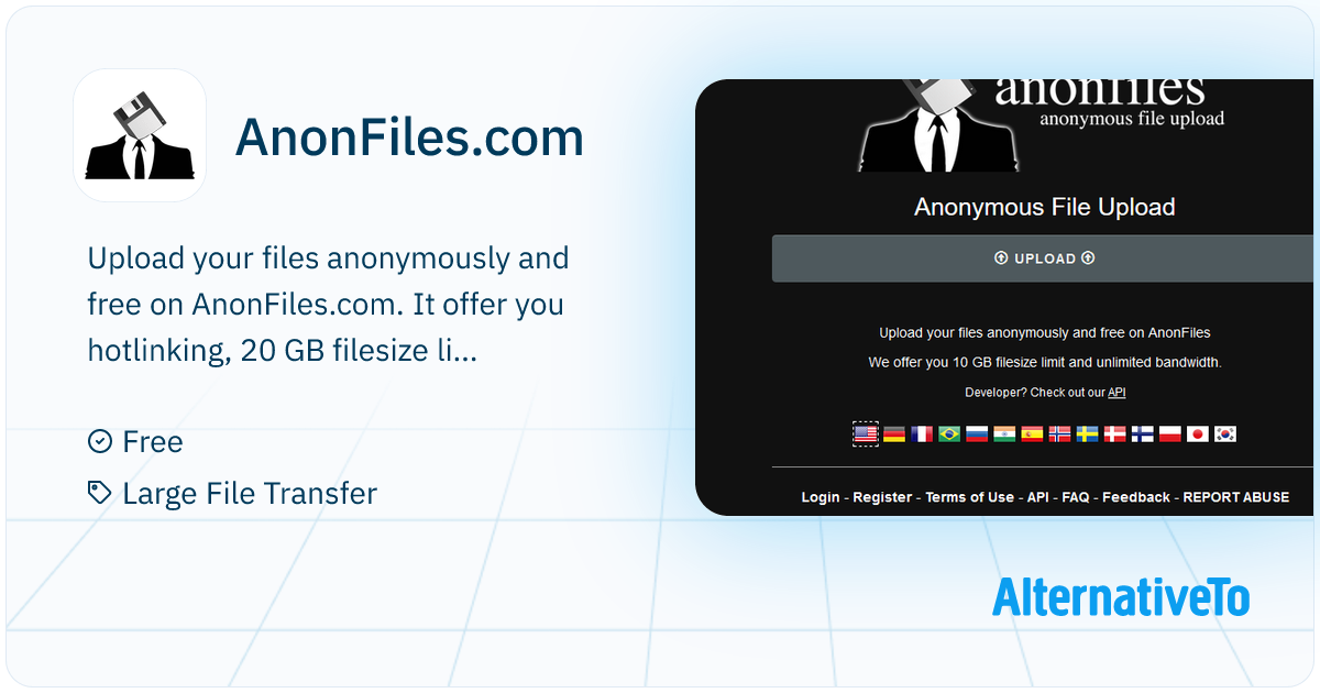 AnonFiles.com: Upload your files anonymously and free. | AlternativeTo