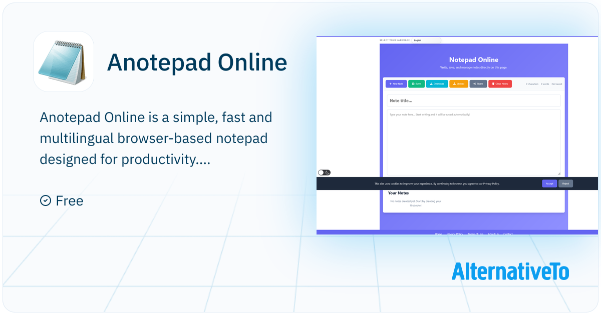 Anotepad Online: A fast, multilingual online notepad with autosave ...