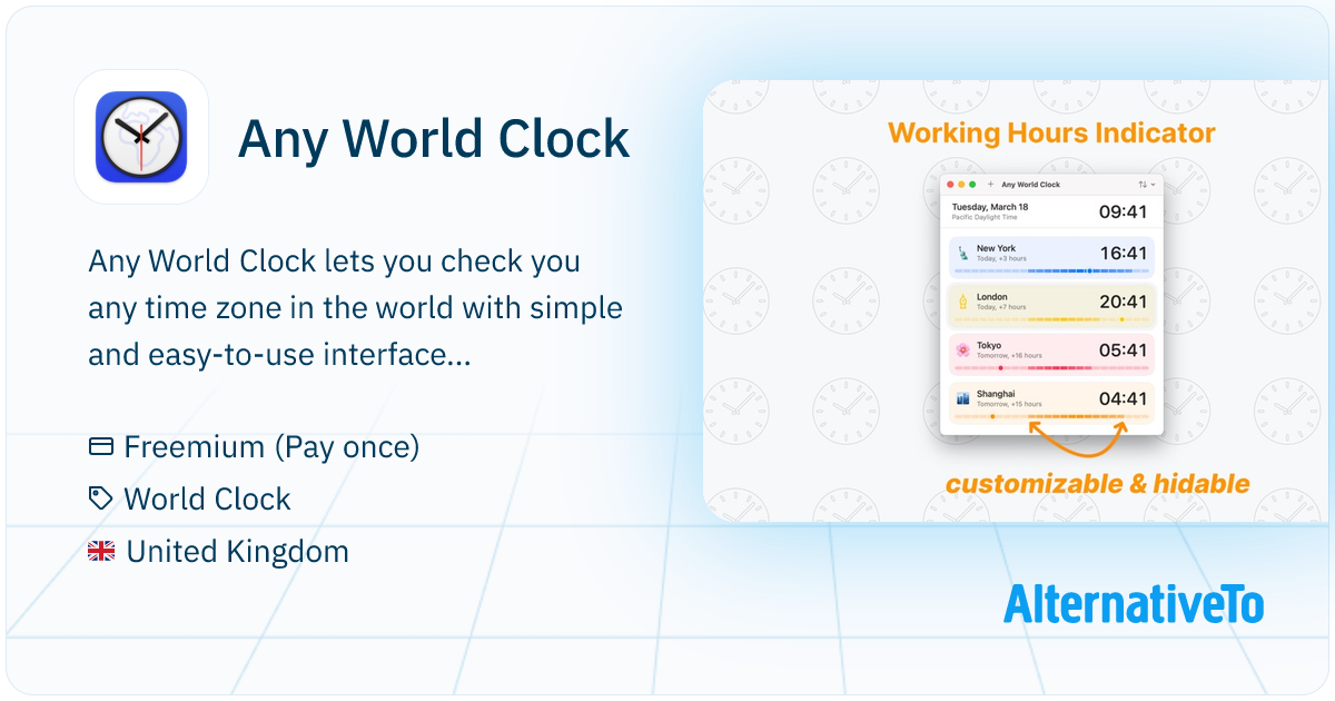 Any World Clock: Lets you check you any time zone | AlternativeTo
