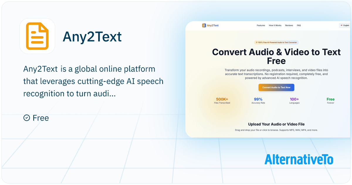 Any2Text: Free AI-powered tool that transcribes MP3, WAV, MP4 and more ...