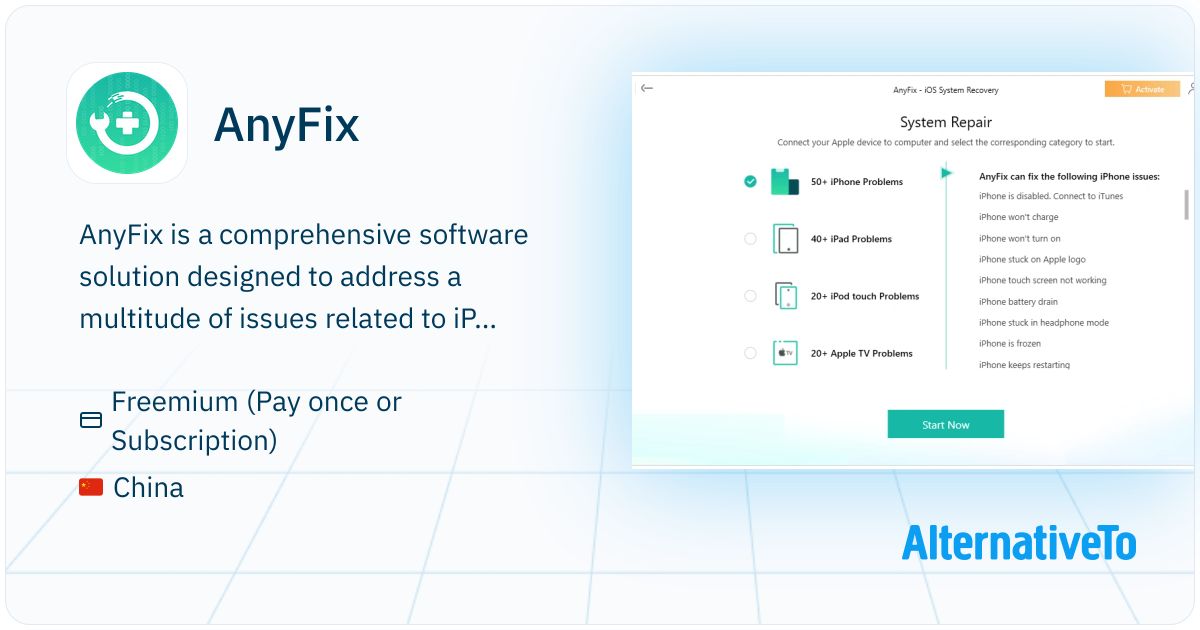 AnyFix: Address 130+ system issues, fix 200+ iTunes errors, upgrade or ...