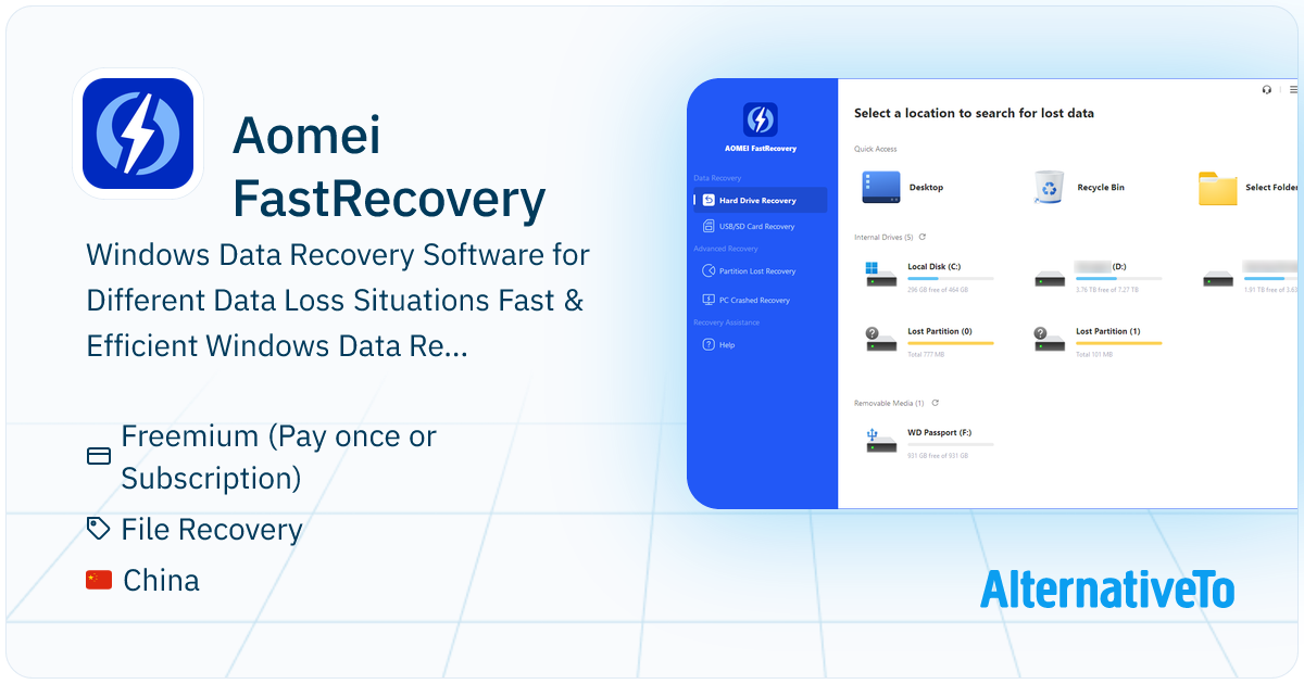 Aomei FastRecovery: Windows Data Recovery Software for Different Data ...