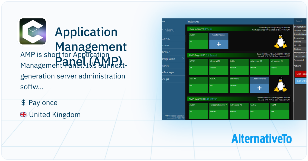 Application Management Panel (AMP): AMP is an easy to install, self ...