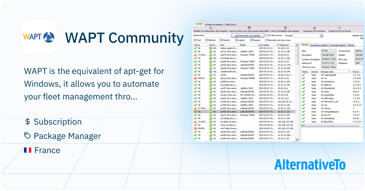 WAPT Community: WAPT is a package manager for Windows which provides ...