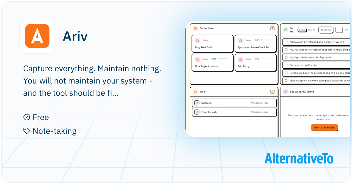 Ariv: Your notes, always findable. Capture everything. Maintain nothing ...