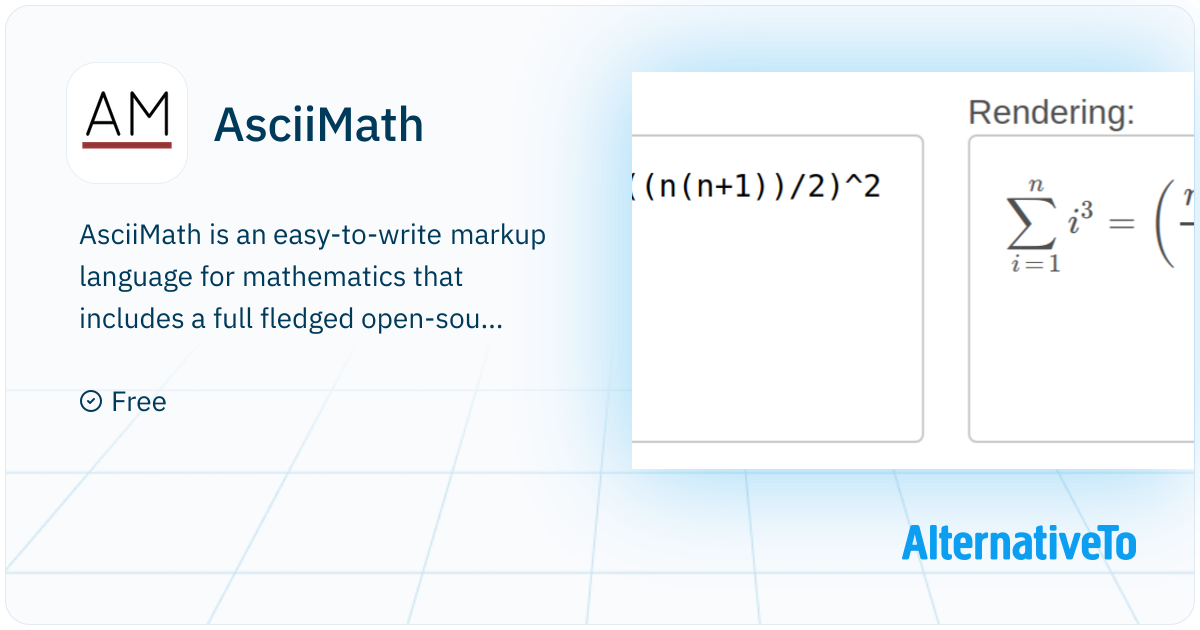 AsciiMath: Easy-to-write markup language and JavaScript display engine ...