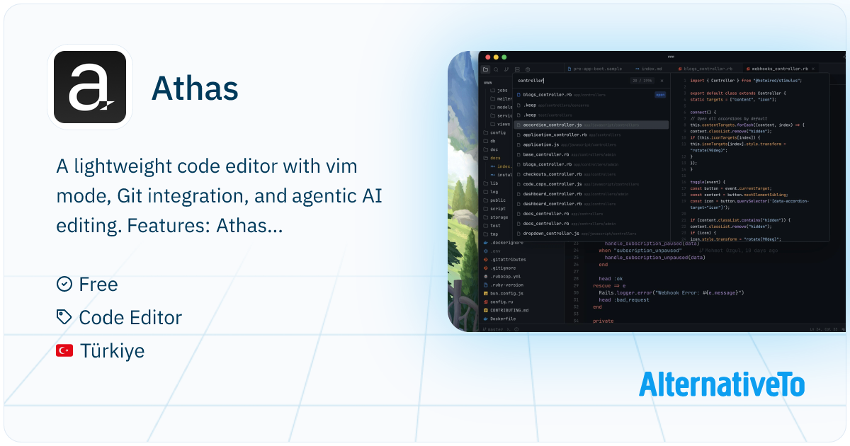 Athas: Lightweight code editor with Vim mode, Git, LSP, and AI assist ...