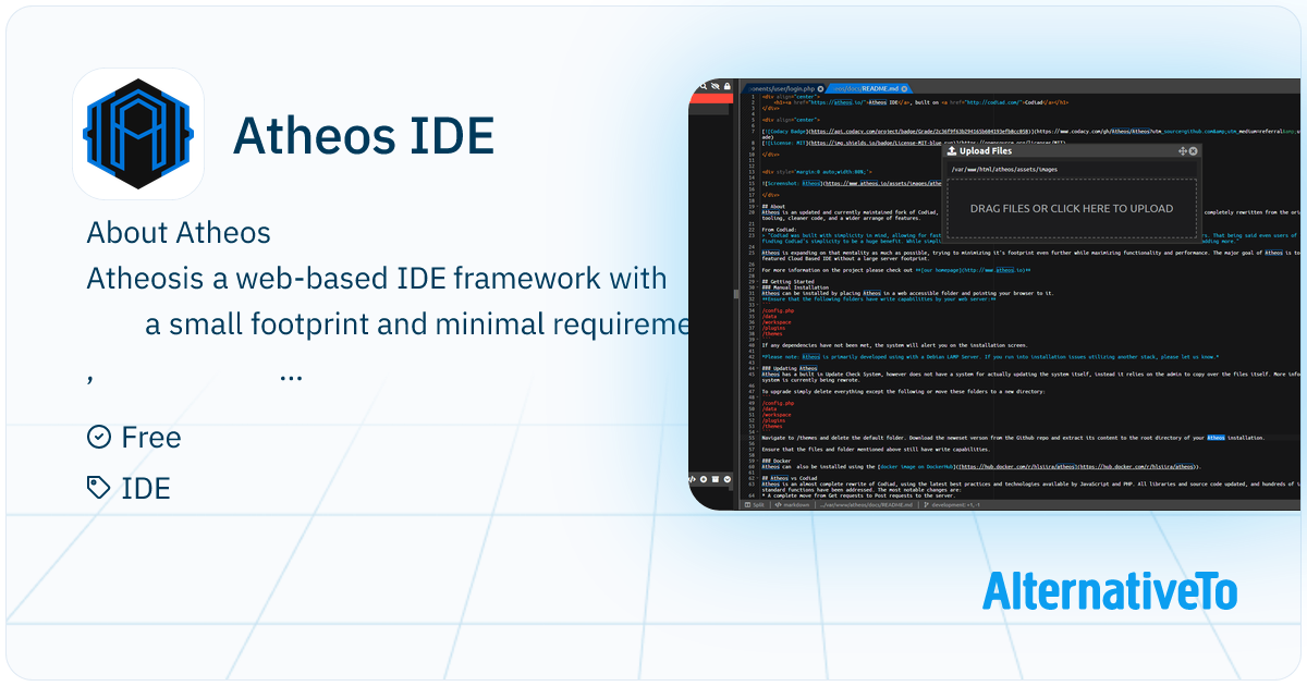 Atheos IDE: Atheos is a web-based IDE framework with a small footprint ...