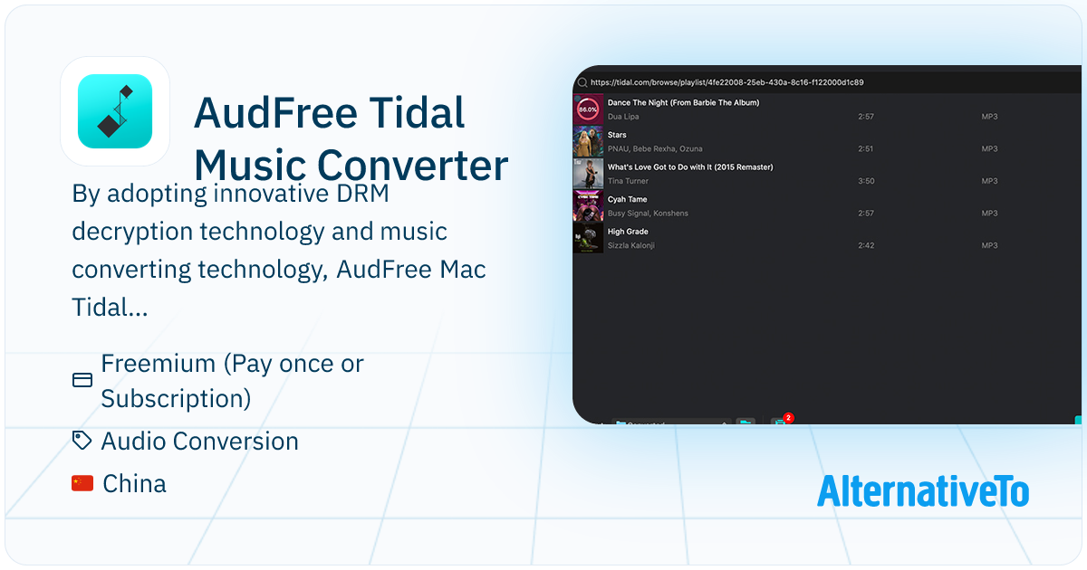 AudFree Tidal Music Converter: By adopting innovative DRM decryption ...