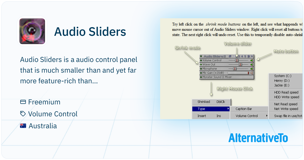 Audio Sliders: Audio control panel that is | AlternativeTo
