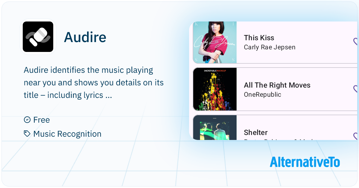 Audire: Identifies the music playing near you and | AlternativeTo