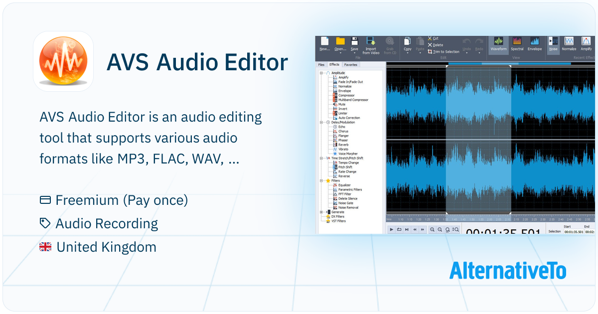 AVS Audio Editor: Edit, cut, join, mix audio files with 20 effects ...