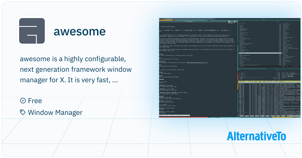 awesome: A dynamic window manager for the X Window System developed in ...