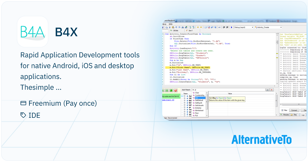 B4X: Cross platform development tools for native iOS, Android, desktop and server | AlternativeTo
