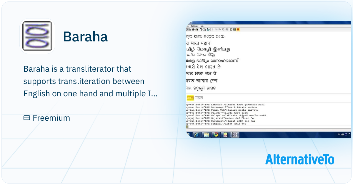 Baraha: Transliterator that supports | AlternativeTo