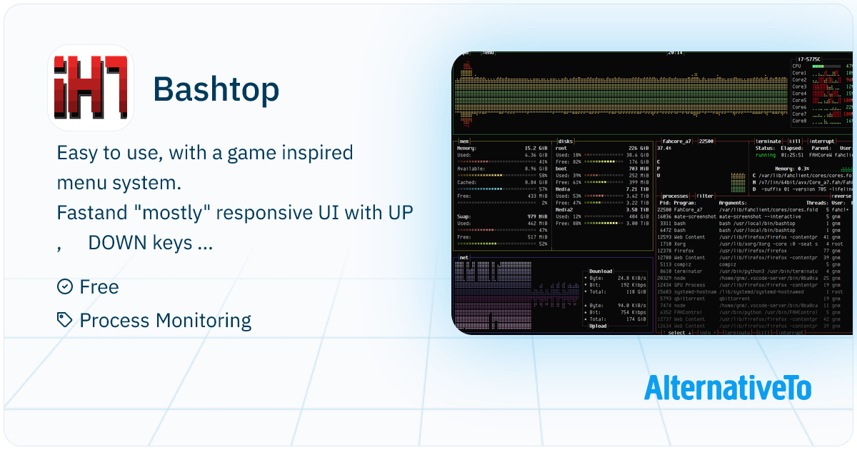 Bashtop: Linux/OSX/FreeBSD resource monitor | AlternativeTo