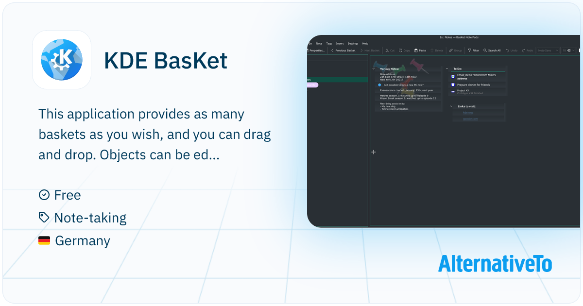 KDE BasKet: This application provides as many baskets as you ...