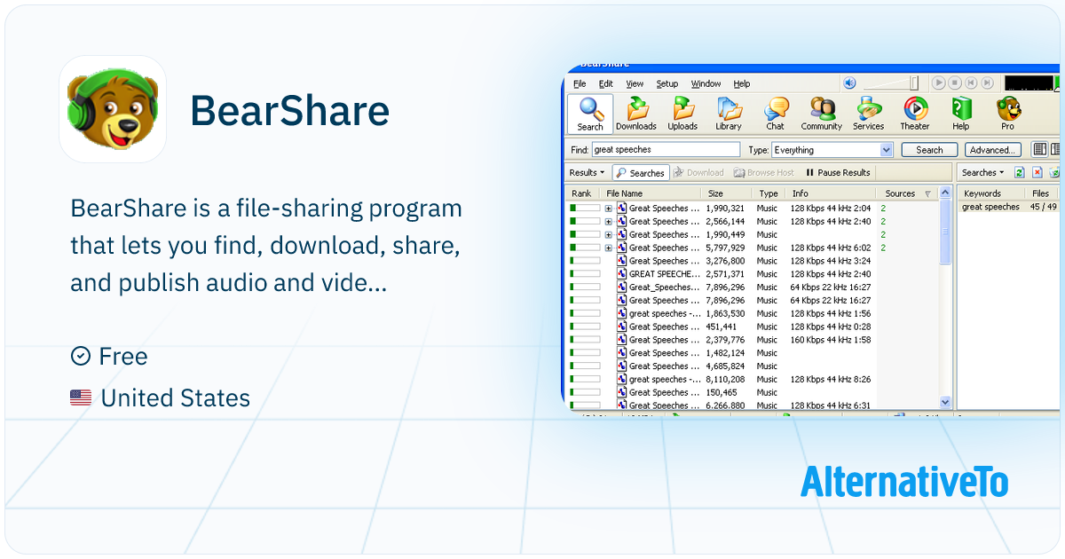 BearShare: File-sharing program that lets you | AlternativeTo