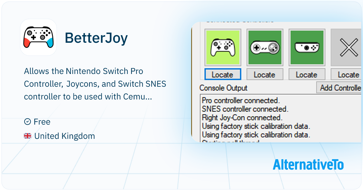 BetterJoy: Allows the Nintendo Switch Pro Controller, Joycons and SNES ...