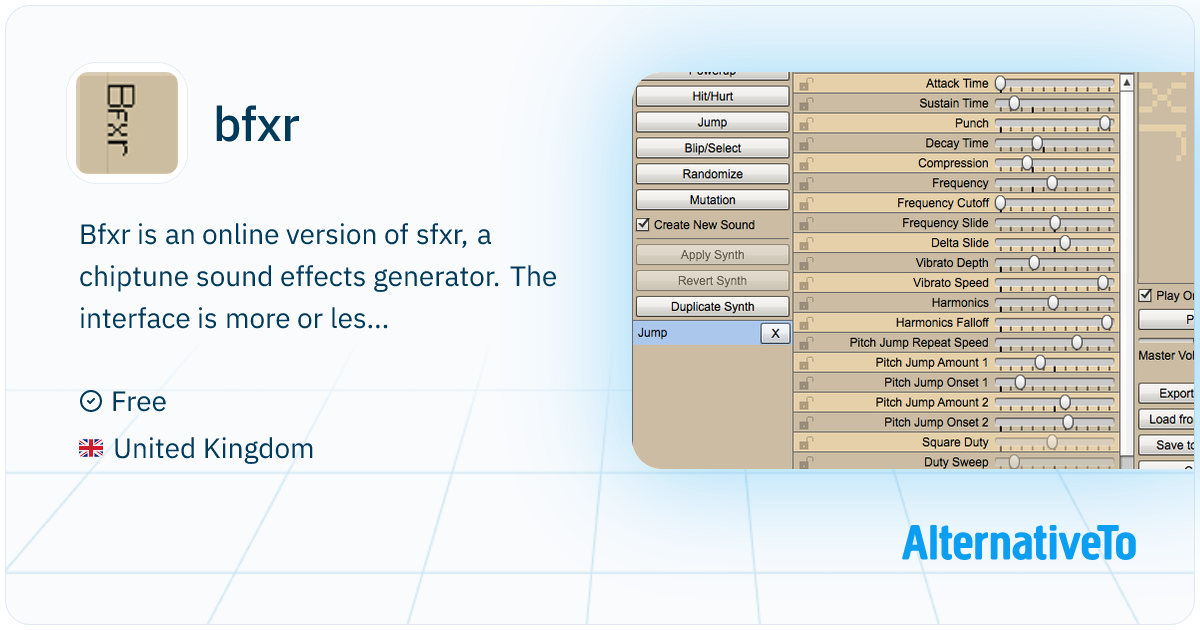 bfxr: An online chiptune sound generator | AlternativeTo