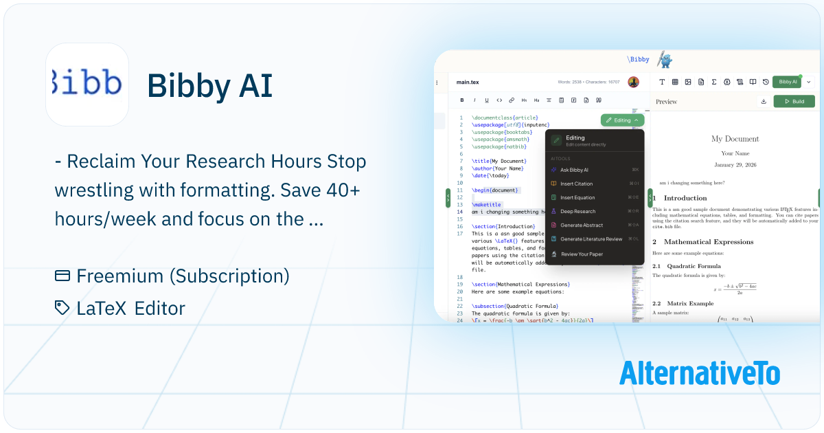 Bibby AI: Bibby combines a powerful LaTeX editor with a context-aware ...
