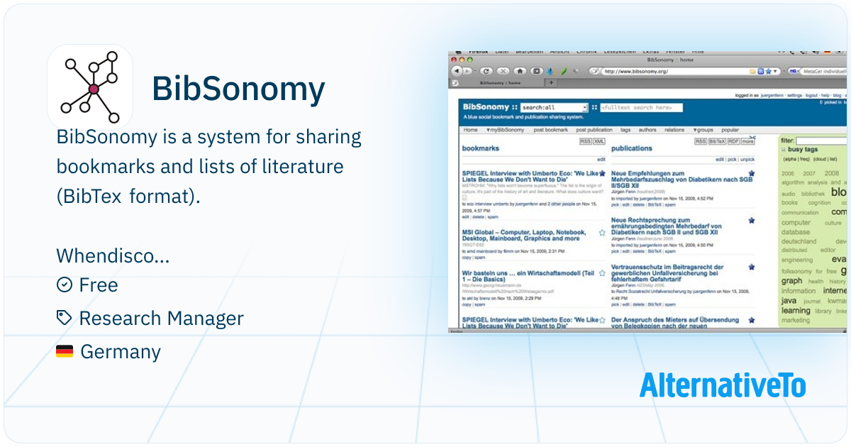 BibSonomy: System for sharing bookmarks and | AlternativeTo