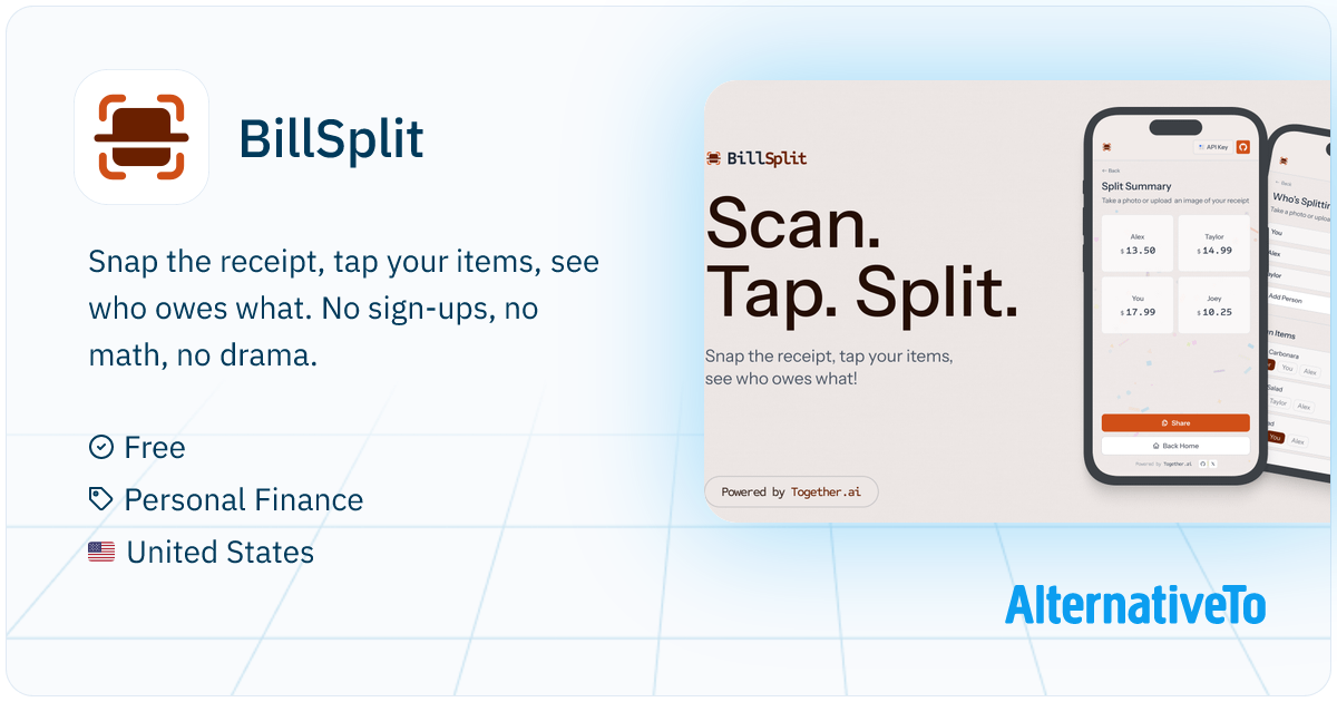 BillSplit: Automatic bill-splitting with receipt scanning, no sign-up ...